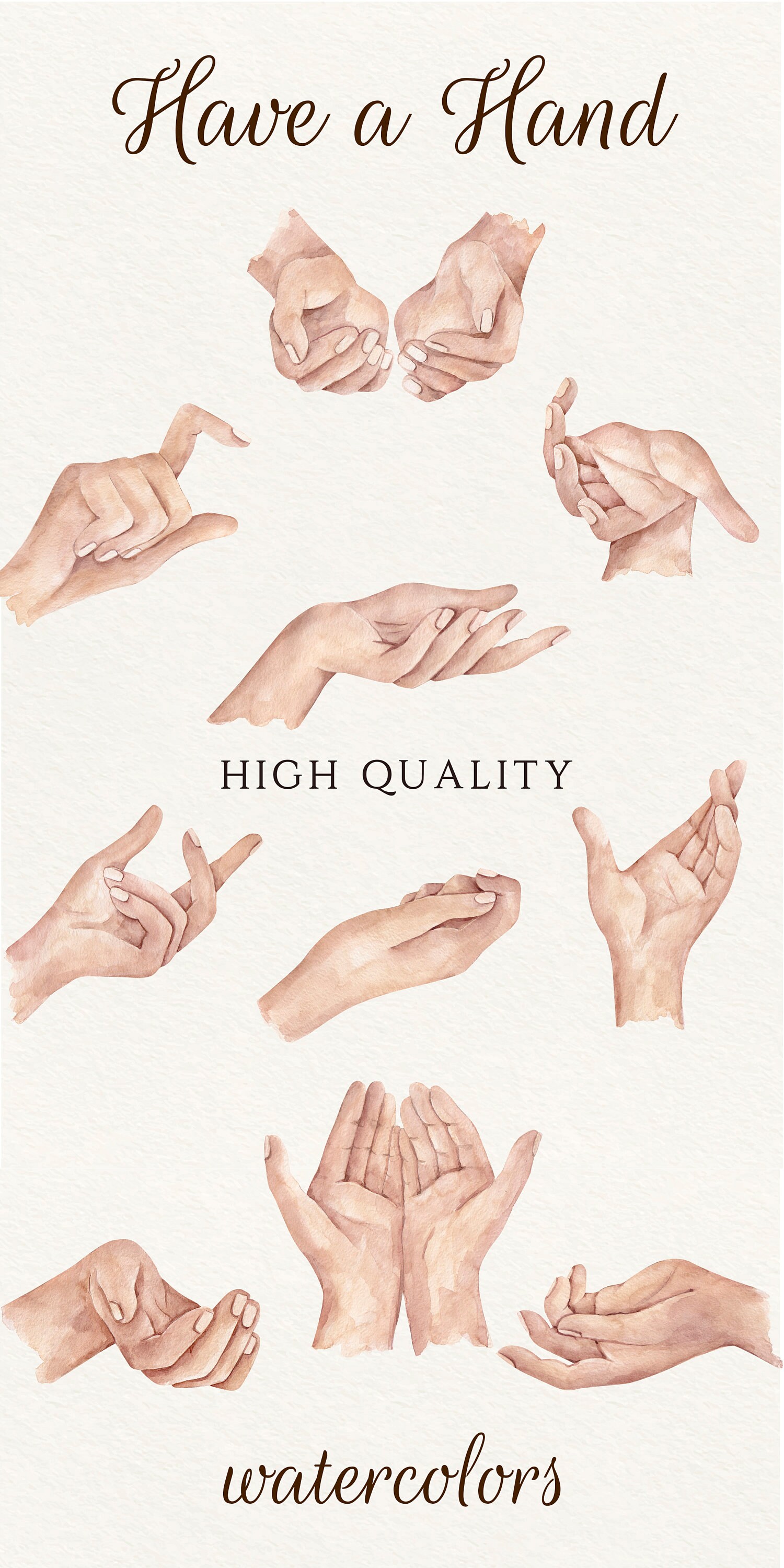 Watercolor Hands Clipart: Family Illustration (PNG Files) - Etsy