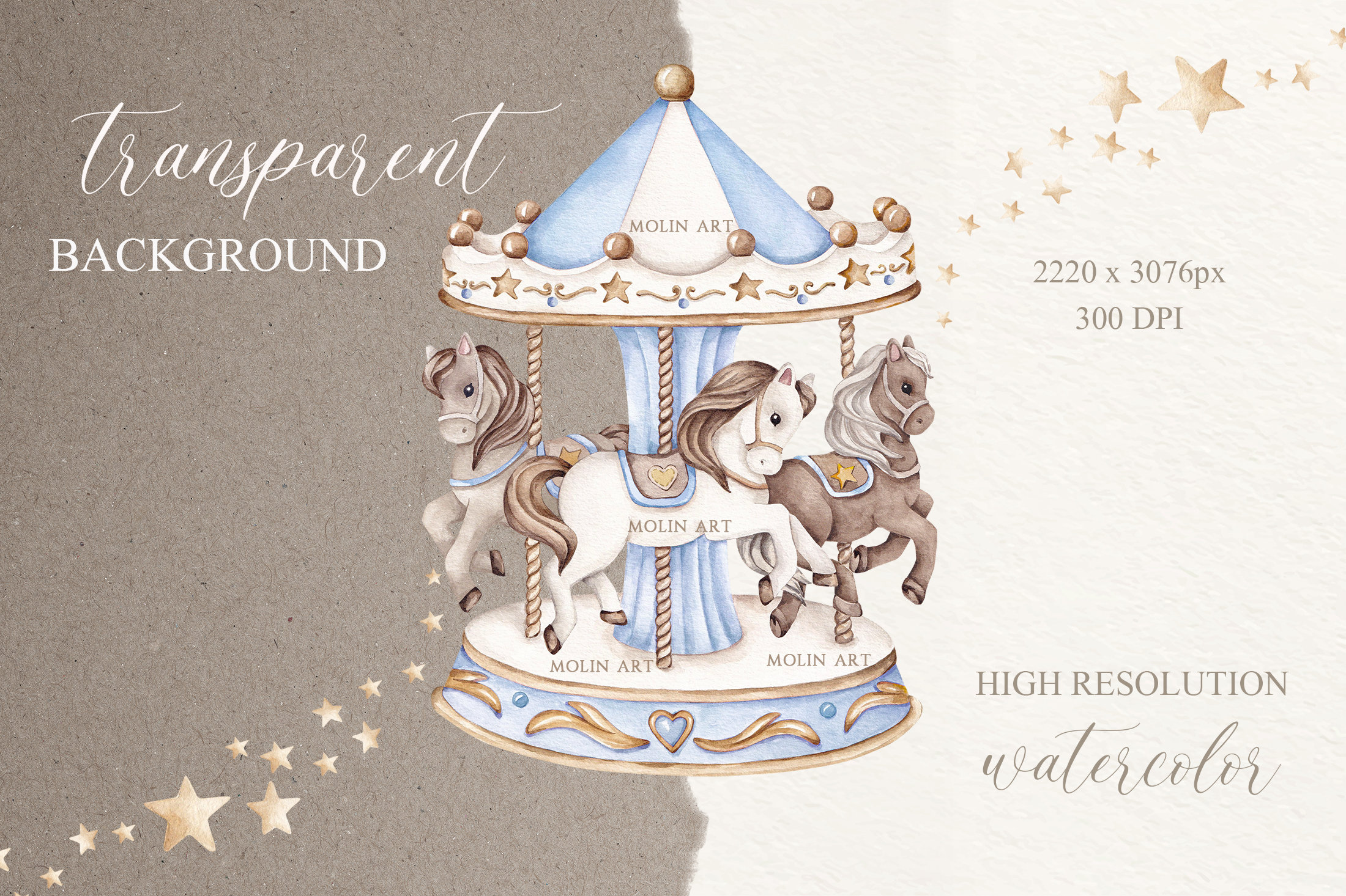 Carousel Watercolor Clipart Carousel Horse Carousel Nursery - Etsy