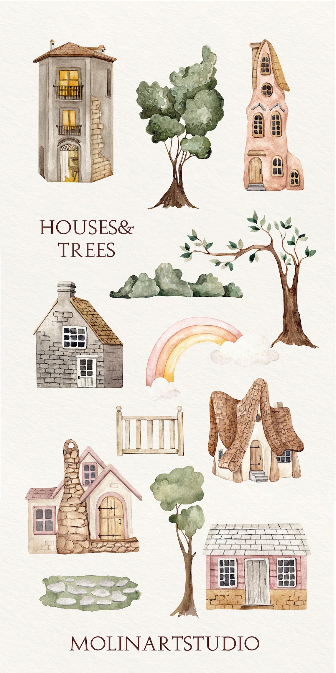 Watercolor House Clipart Cottage Clipart Cute Houses Sweet - Etsy
