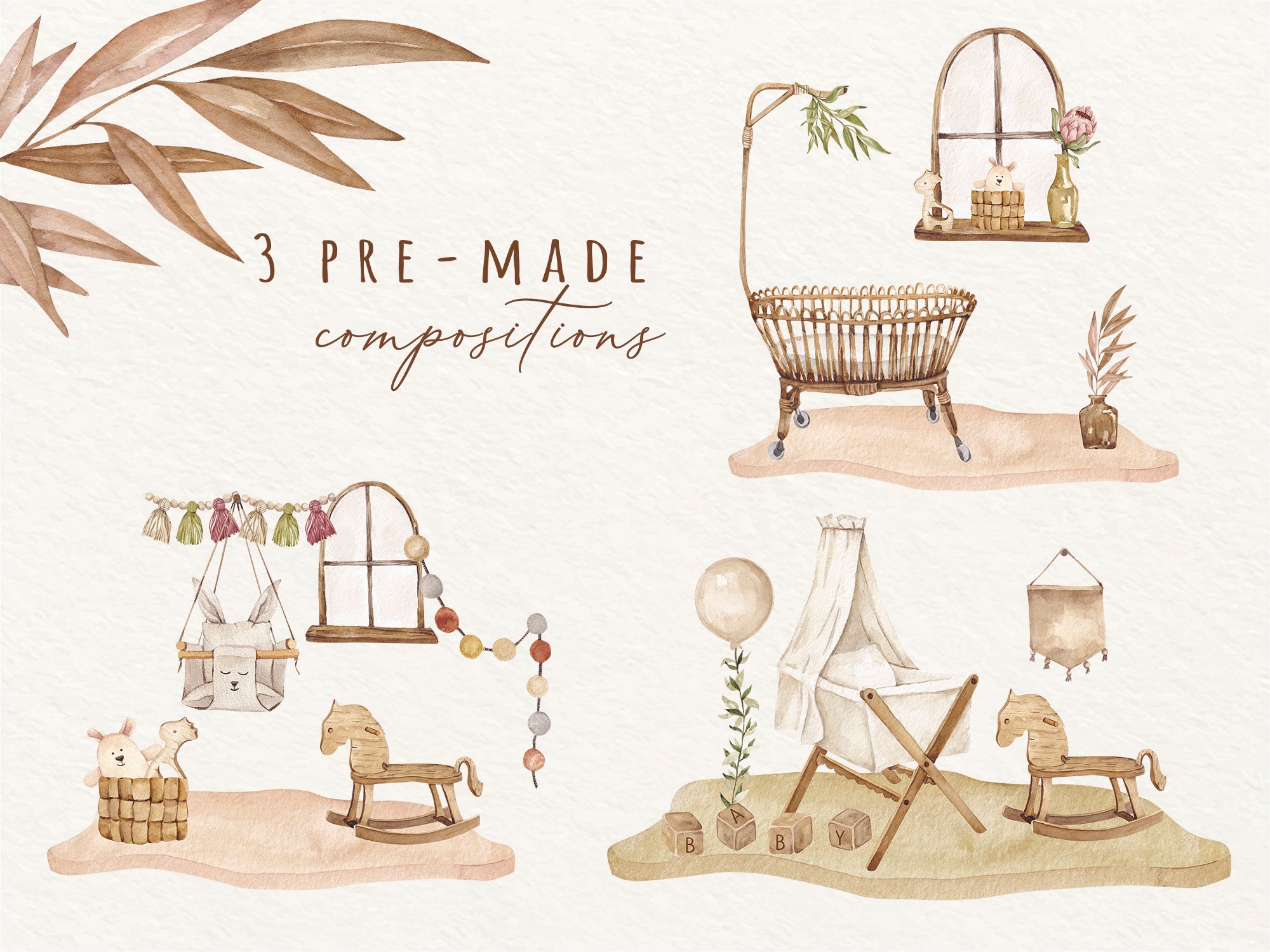 Boho Nursery Watercolor Clipart Newborn Watercolor Clipart - Etsy