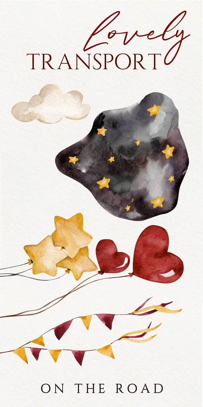 Watercolor Transport Clipart on the Road Clipart Watercolor - Etsy