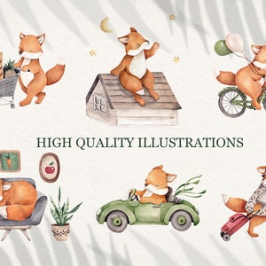 Watercolor Foxes Clipart, Cute Animals, Woodland Fox Clipart, Nursery ...