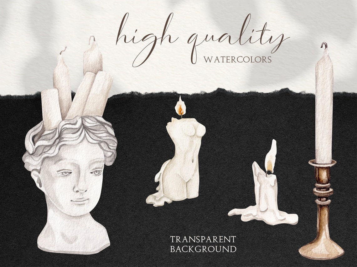 Watercolor Vintage Candles Clipart Candles Clipart Venus - Etsy