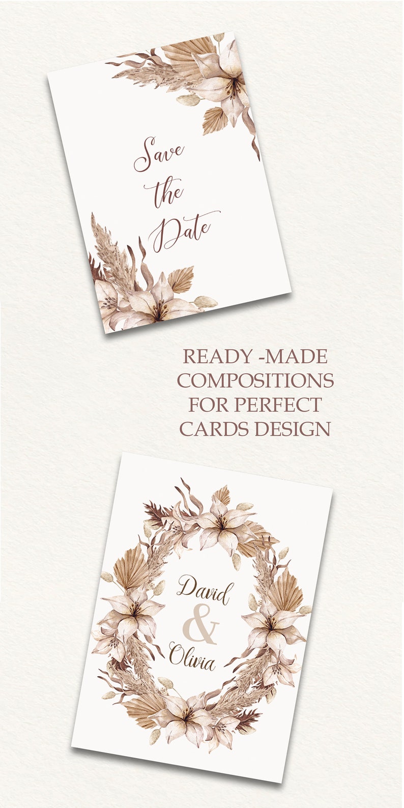 Boho Watercolor Floral Frame Clipart Wedding Invitation Boho | Etsy