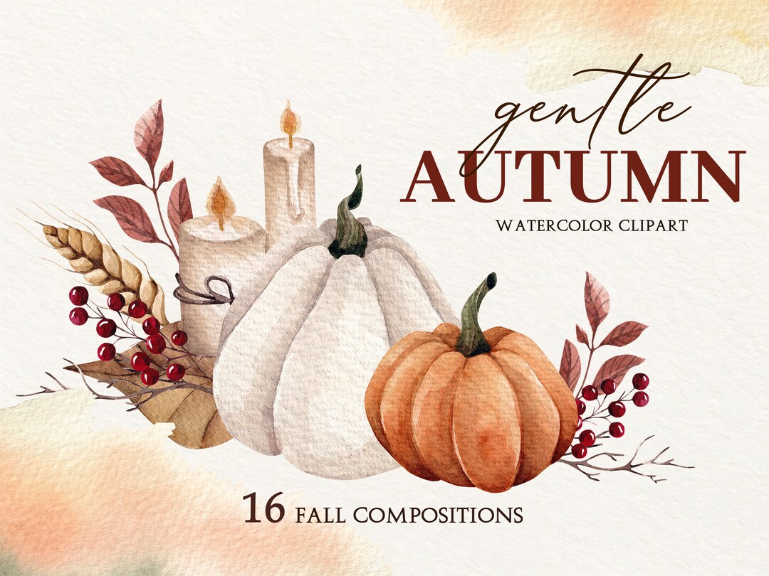 Autumn Watercolor Clipart, Watercolor Autumn Bouquets, Fall Leaves ...