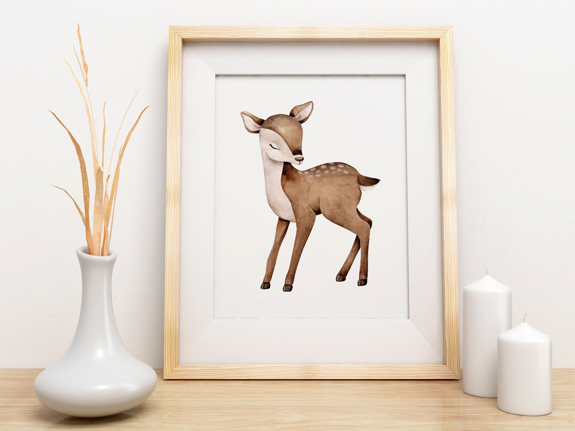 Baby Deer Watercolor Animal Clipart Nursery Art Kids | Etsy