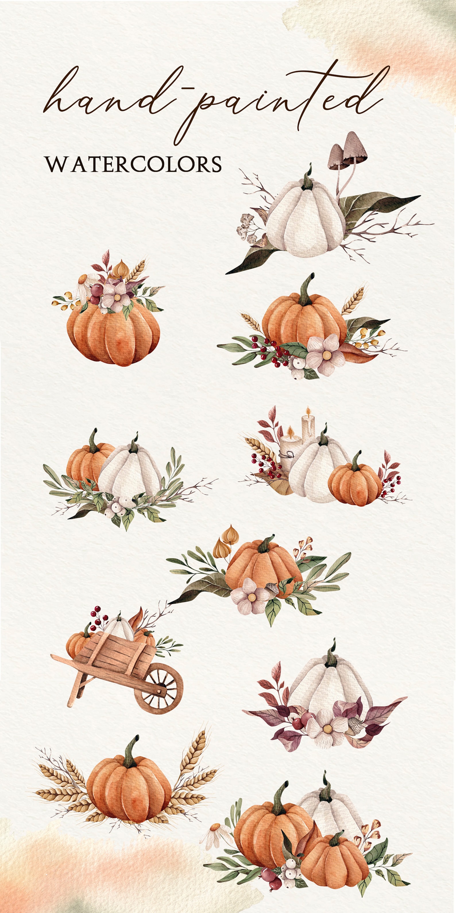 Autumn Watercolor Clipart Watercolor Autumn Bouquets Fall - Etsy