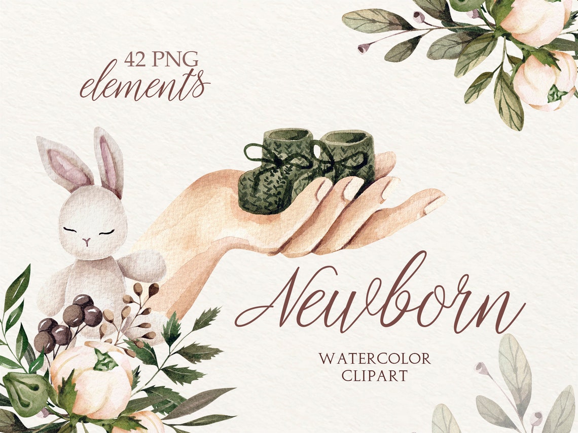 Newborn Watercolor Clipart Pregnancy Baby Shower Nursery - Etsy