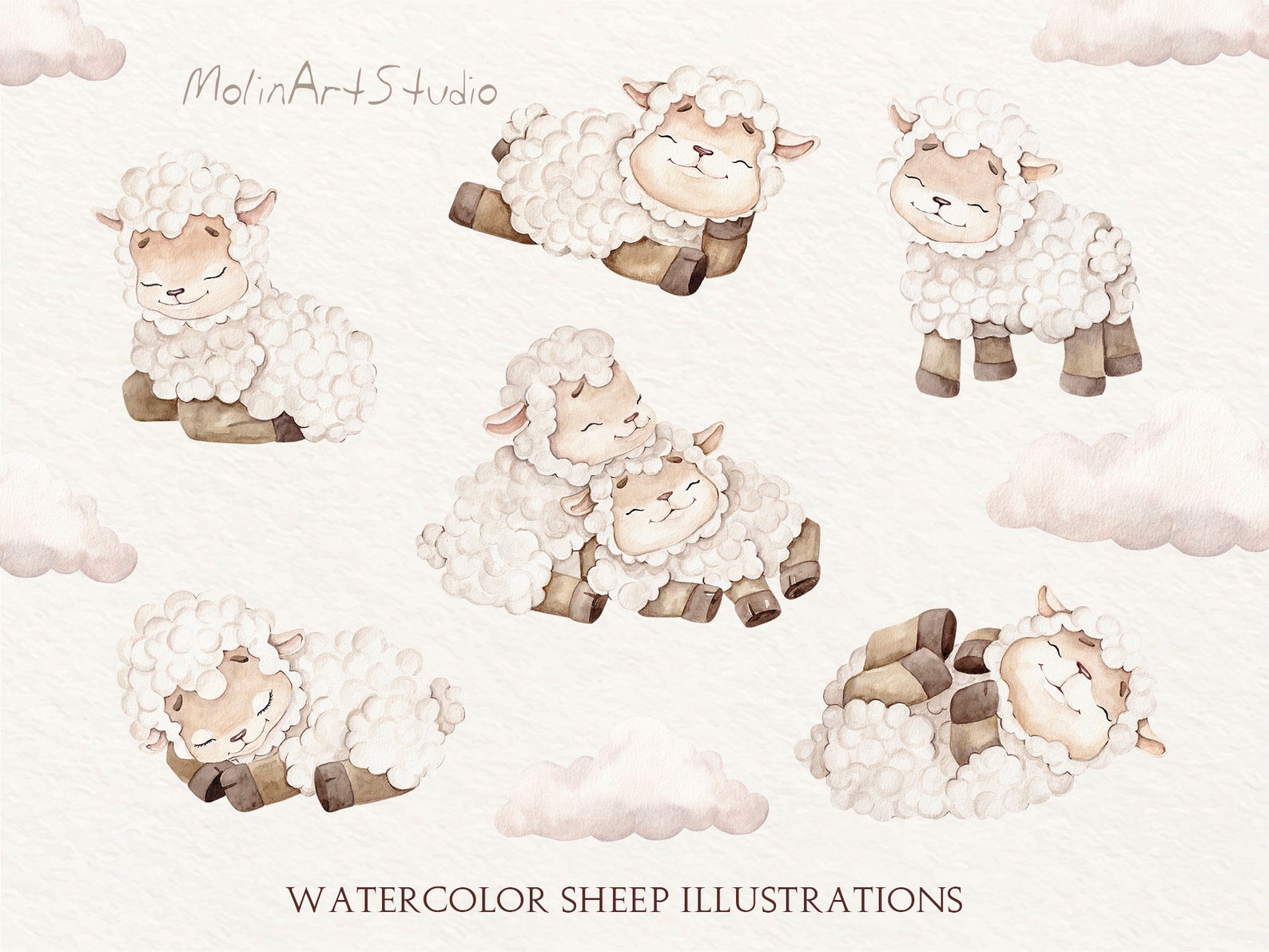 Watercolor Sheep Clipart Baby Sheep Clipart Nursery Art | Etsy Canada
