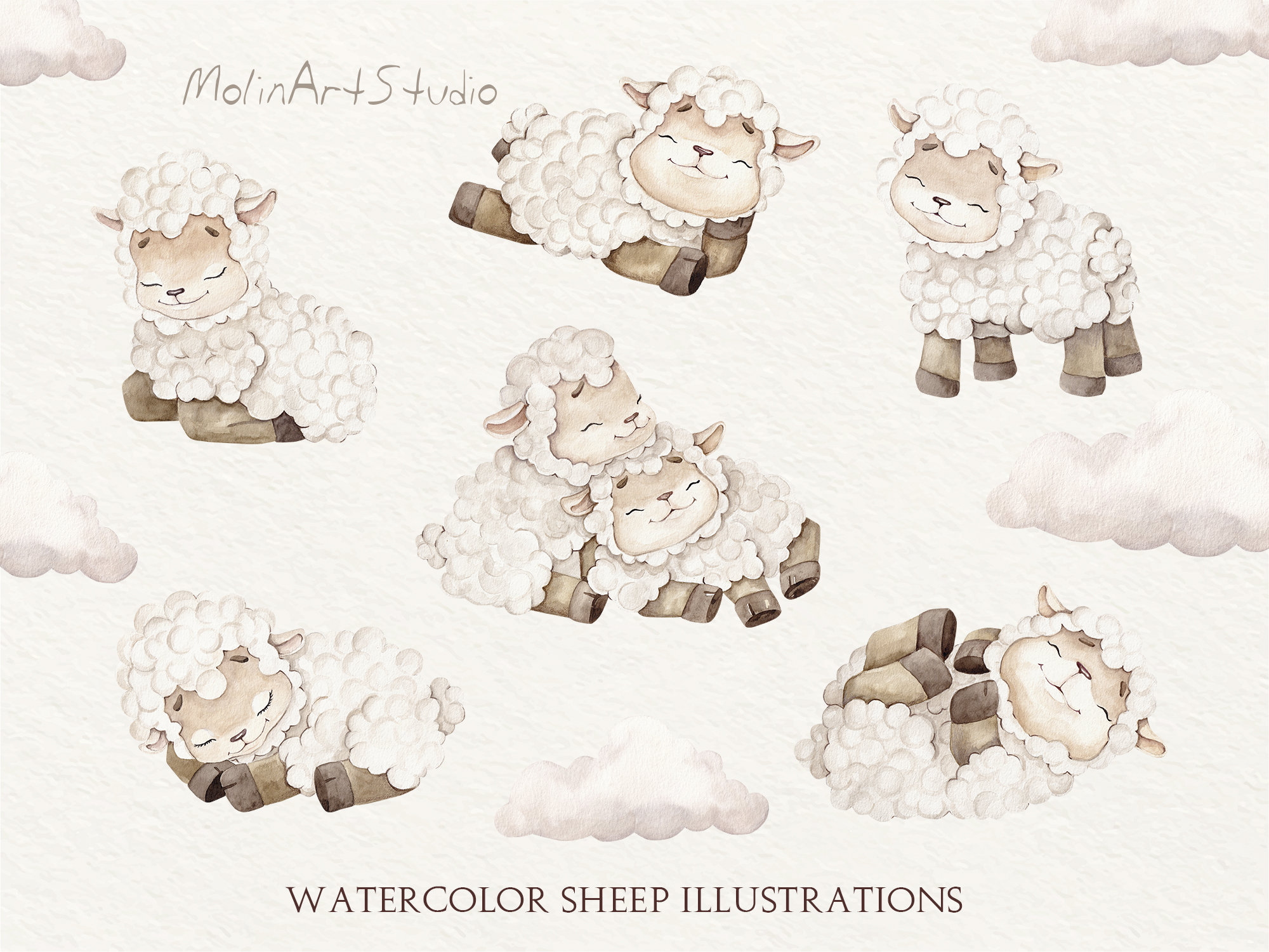 Watercolor Sheep Clipart Baby Sheep Clipart Nursery Art | Etsy Canada