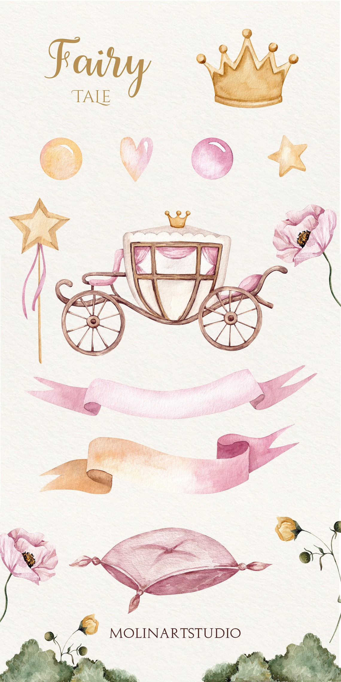 Watercolor Fairy Tale Clipart Fairytale Castle Clipart Royal | Etsy