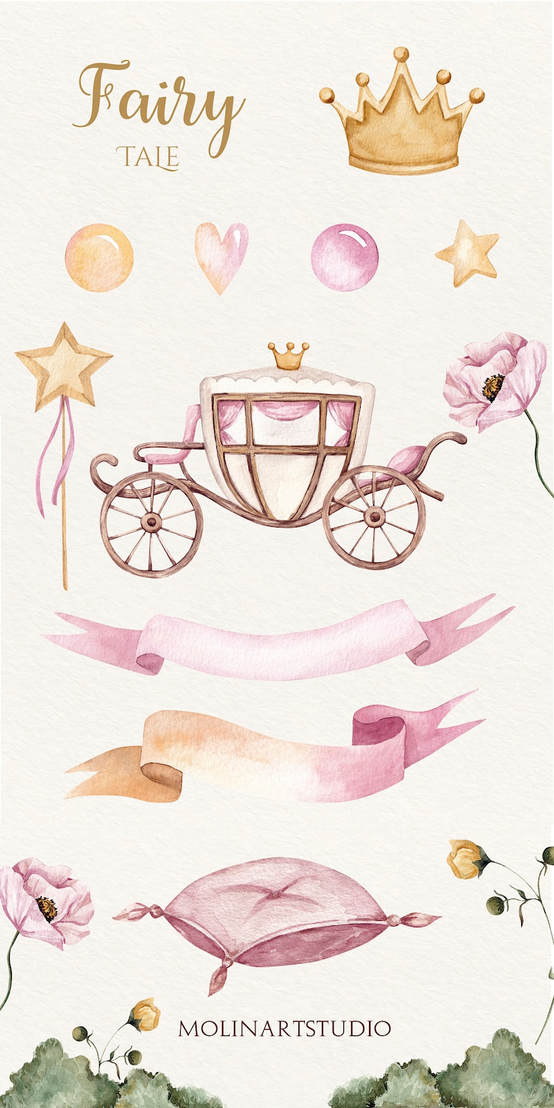 Watercolor Fairy Tale Clipart Fairytale Castle Clipart Royal | Etsy
