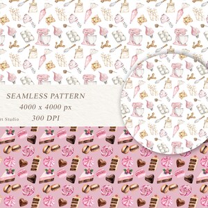 Watercolor Bakery Pattern, Digital Paper Pack, Scrapbook Papers, Baking ...