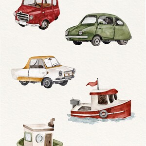 Watercolor Transport Clipart, on the Road Clipart, Watercolor Car ...