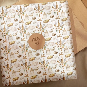 Watercolor Bakery Pattern, Digital Paper Pack, Scrapbook Papers, Baking ...