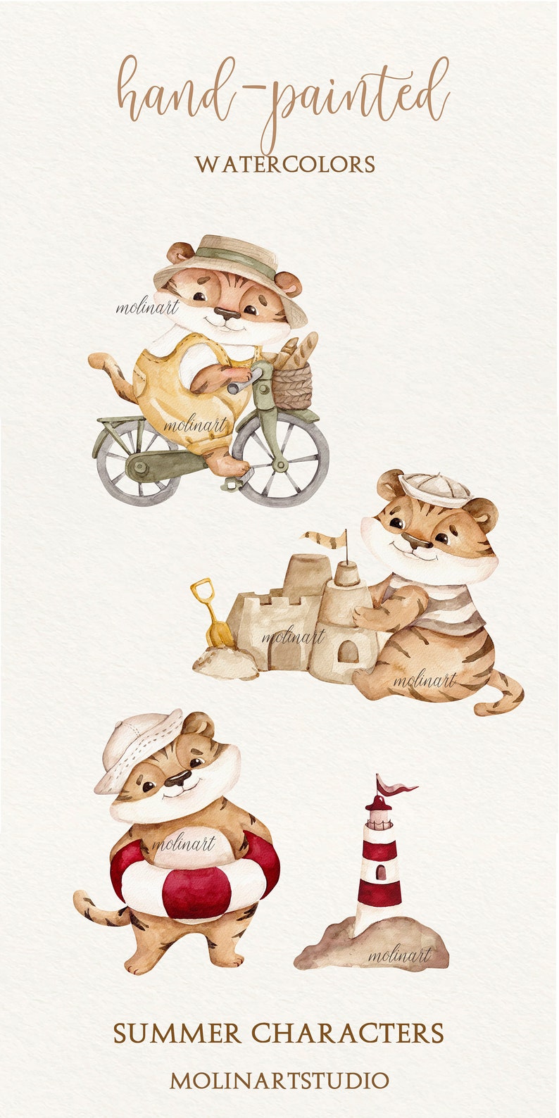 Cute Tiger Watercolor Clipart Watercolor Tigers Tigers - Etsy