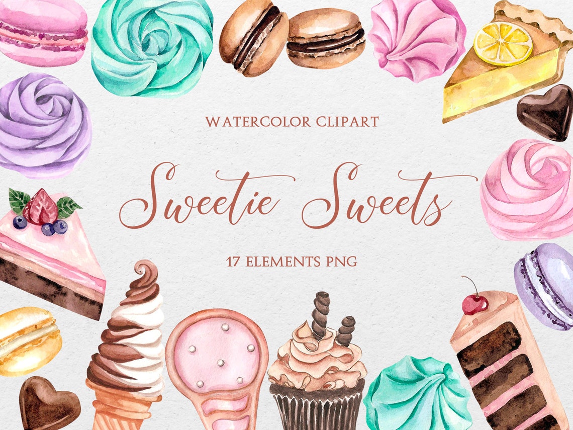 Bakery Watercolor Clipart Hand Painted Sweets Clipart - Etsy