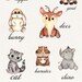 Cute Baby Animals Watercolor Clipart, Deer, Rhino, Flamingo, Elephant ...