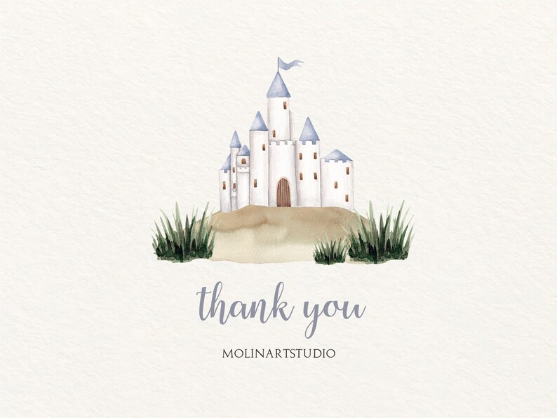 Watercolor Blue Castle Clipart: Fairytale Nursery Art (PNG) - Etsy