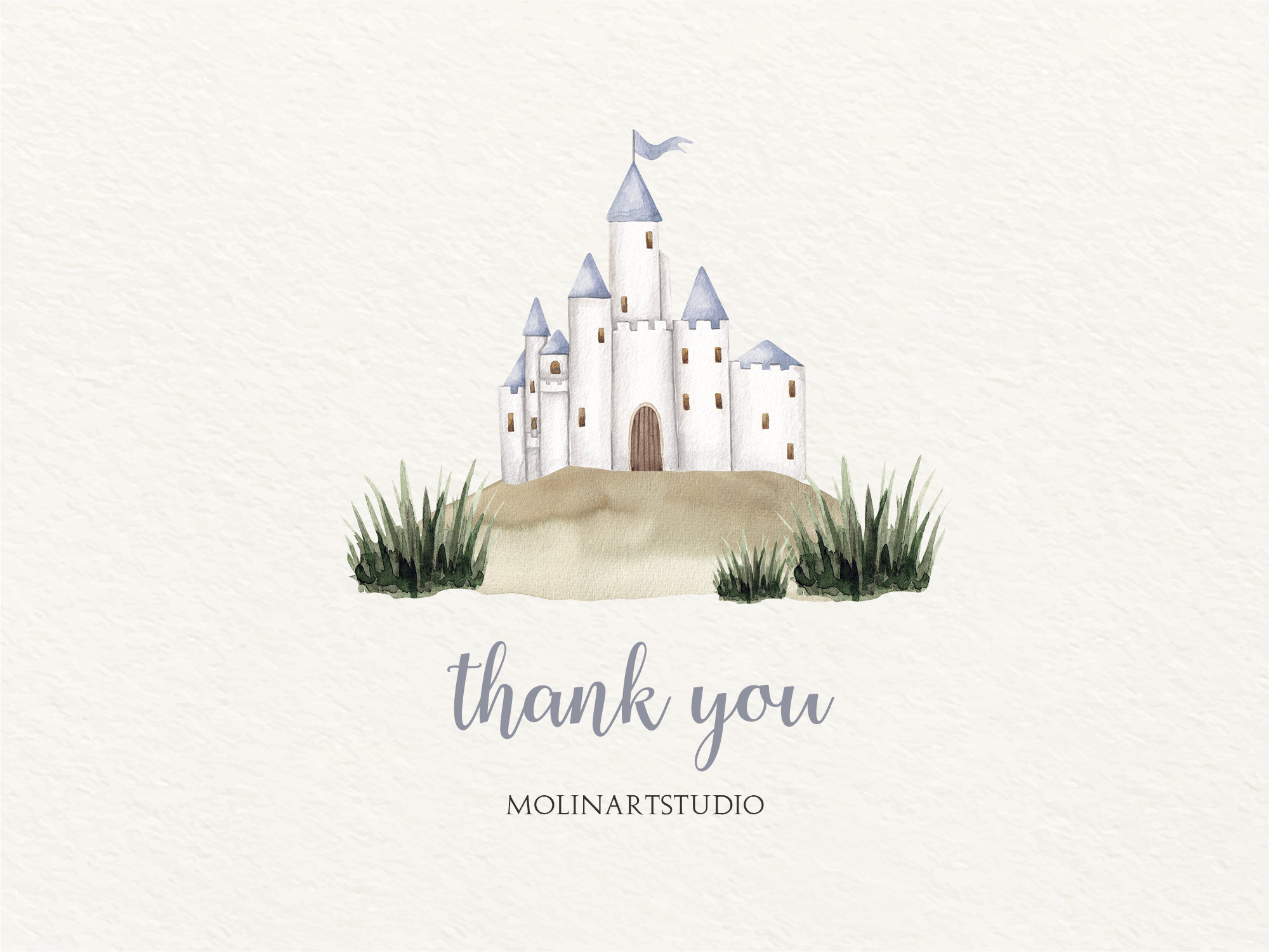 Watercolor Blue Castle Clipart: Fairytale Nursery Art (PNG) - Etsy