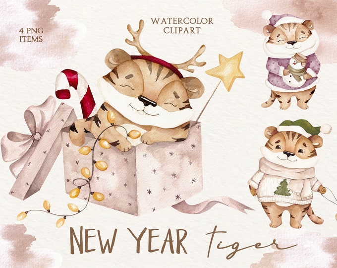 Tiger Clipart Set, Cute Animal Clipart, Tiger Png, New Year Clipart ...