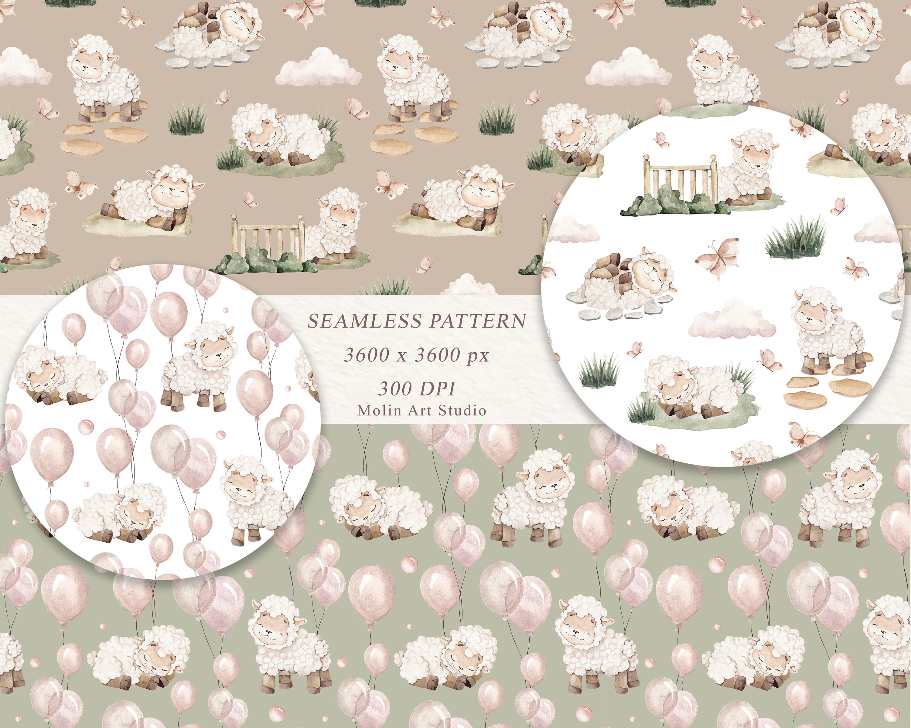 Sheep Pattern Digital Paper Pack Scrapbook Papers Baby - Etsy