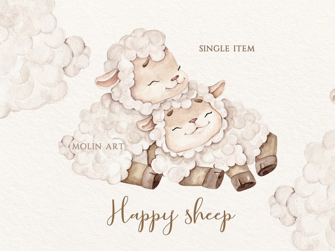 Watercolor Sheep Clipart, Baby Sheep Clipart, Nursery Art, Kids Clipart ...
