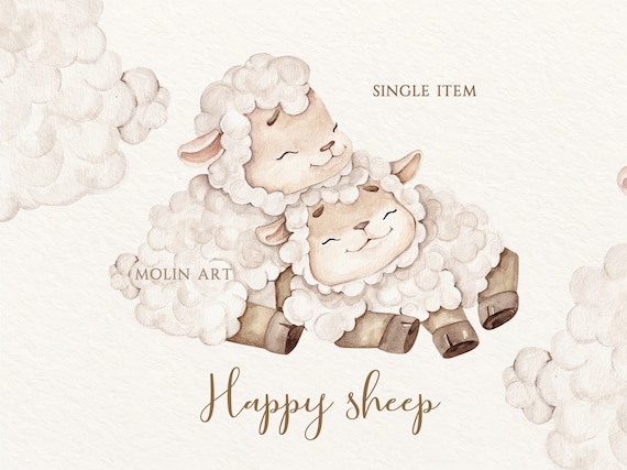 Watercolor Sheep Clipart Baby Sheep Clipart Nursery Art - Etsy