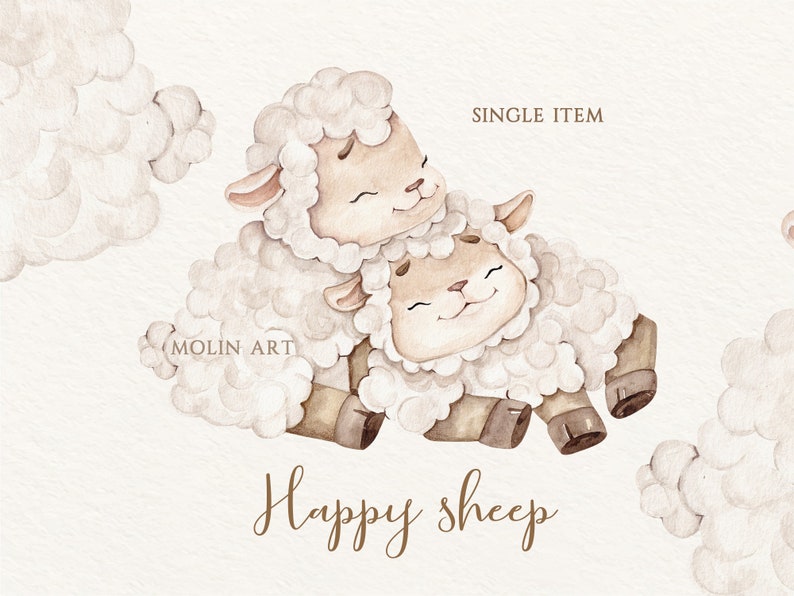 Watercolor Sheep Clipart Baby Sheep Clipart Nursery Art - Etsy