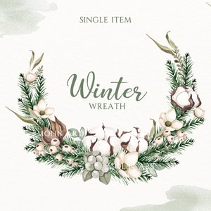 Watercolor Christmas Wreath Clipart: Winter Greenery (digital Download ...