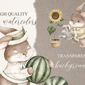 Cute Bunny Watercolor Clipart, Watercolor Rabbit, Bunny Drawing, Cute ...