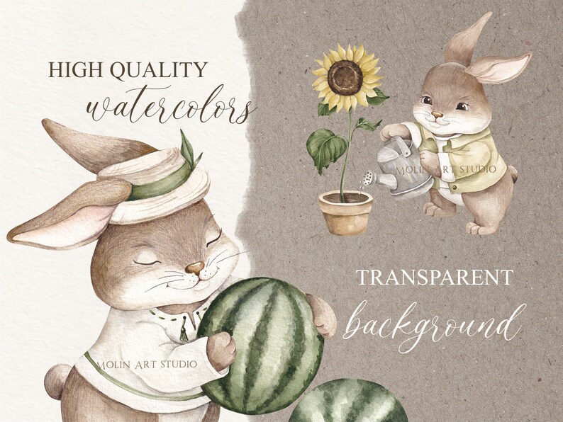 Cute Bunny Watercolor Clipart Watercolor Rabbit Bunny - Etsy