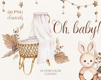 Newborn Watercolor Clipart Pregnancy Baby Shower Nursery | Etsy