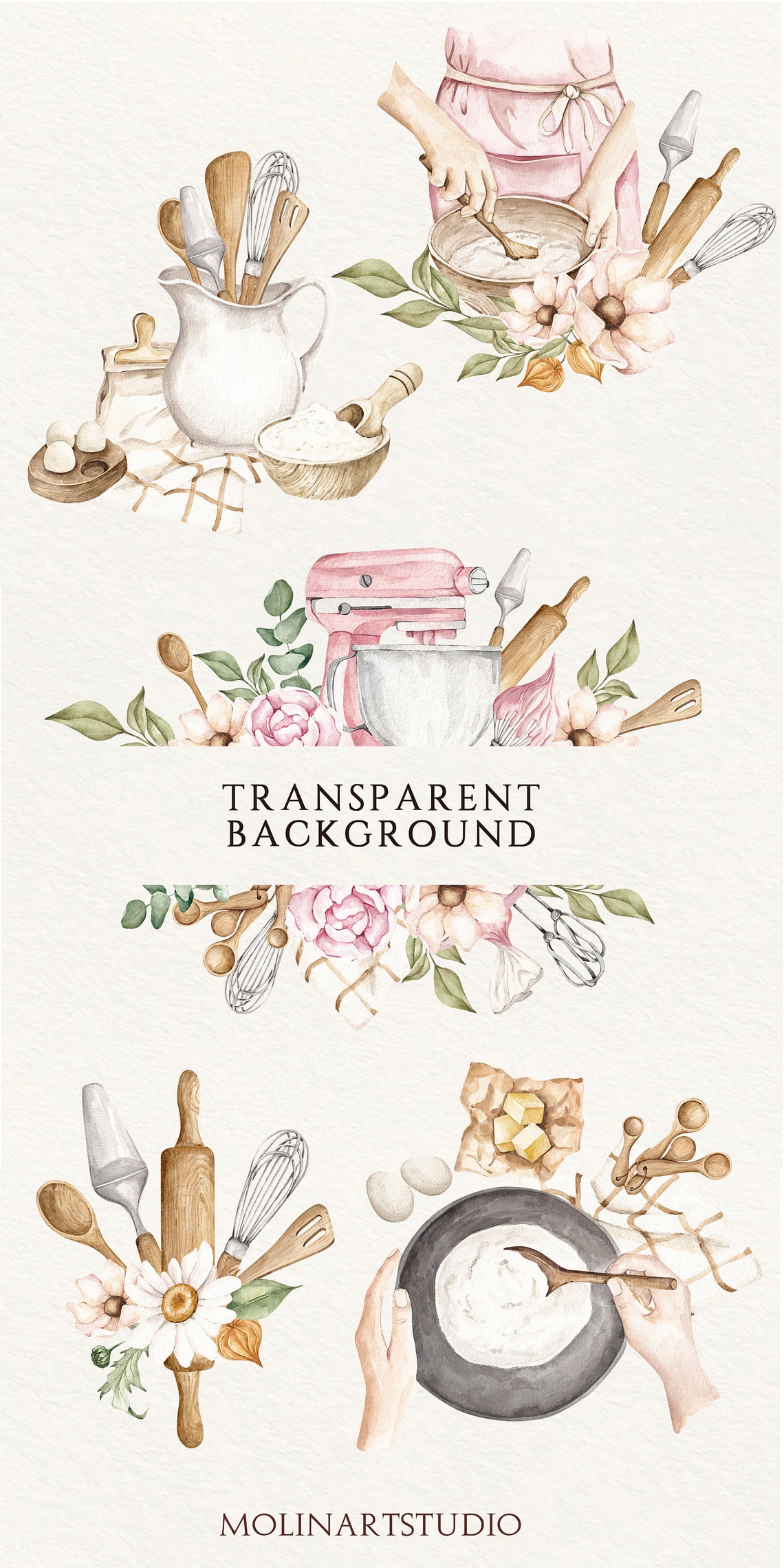 Watercolor Baking Clipart Baking Supplies Home Bakery Logo - Etsy