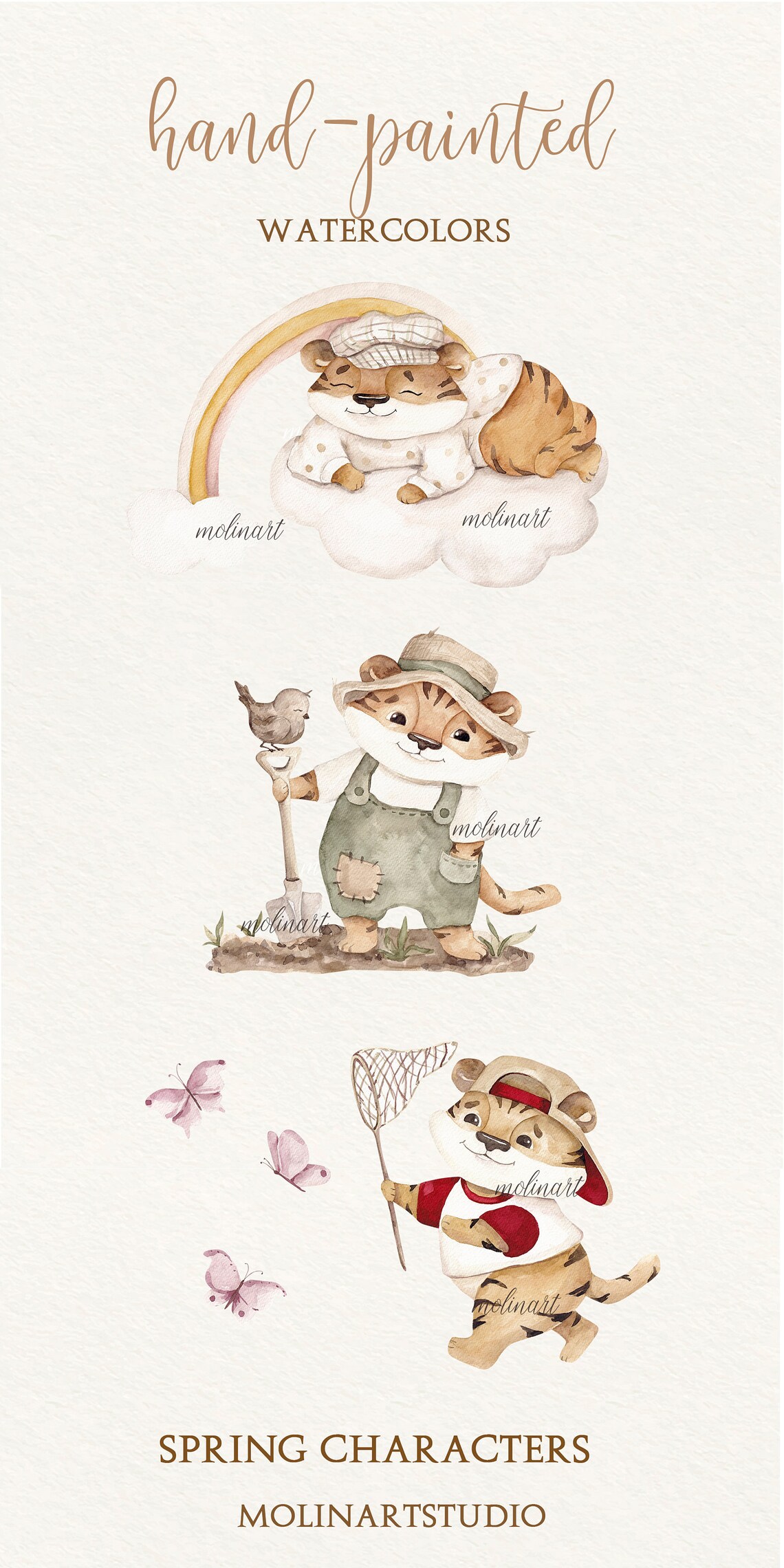 Cute Tiger Watercolor Clipart Watercolor Tigers Tigers - Etsy