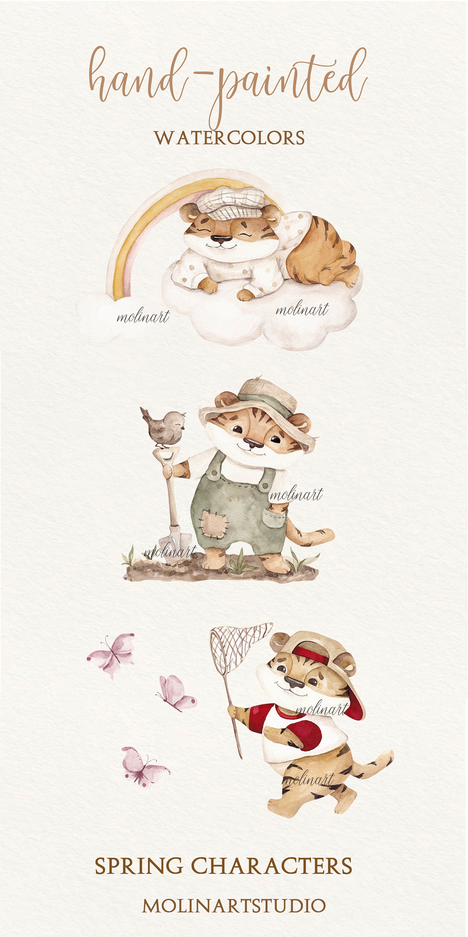 Cute Tiger Watercolor Clipart Watercolor Tigers Tigers - Etsy