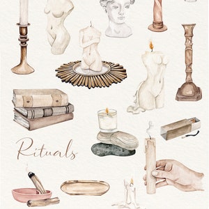 Watercolor Rituals Clipart: Venus Candle, Sage, Palo Santo (PNG) - Etsy