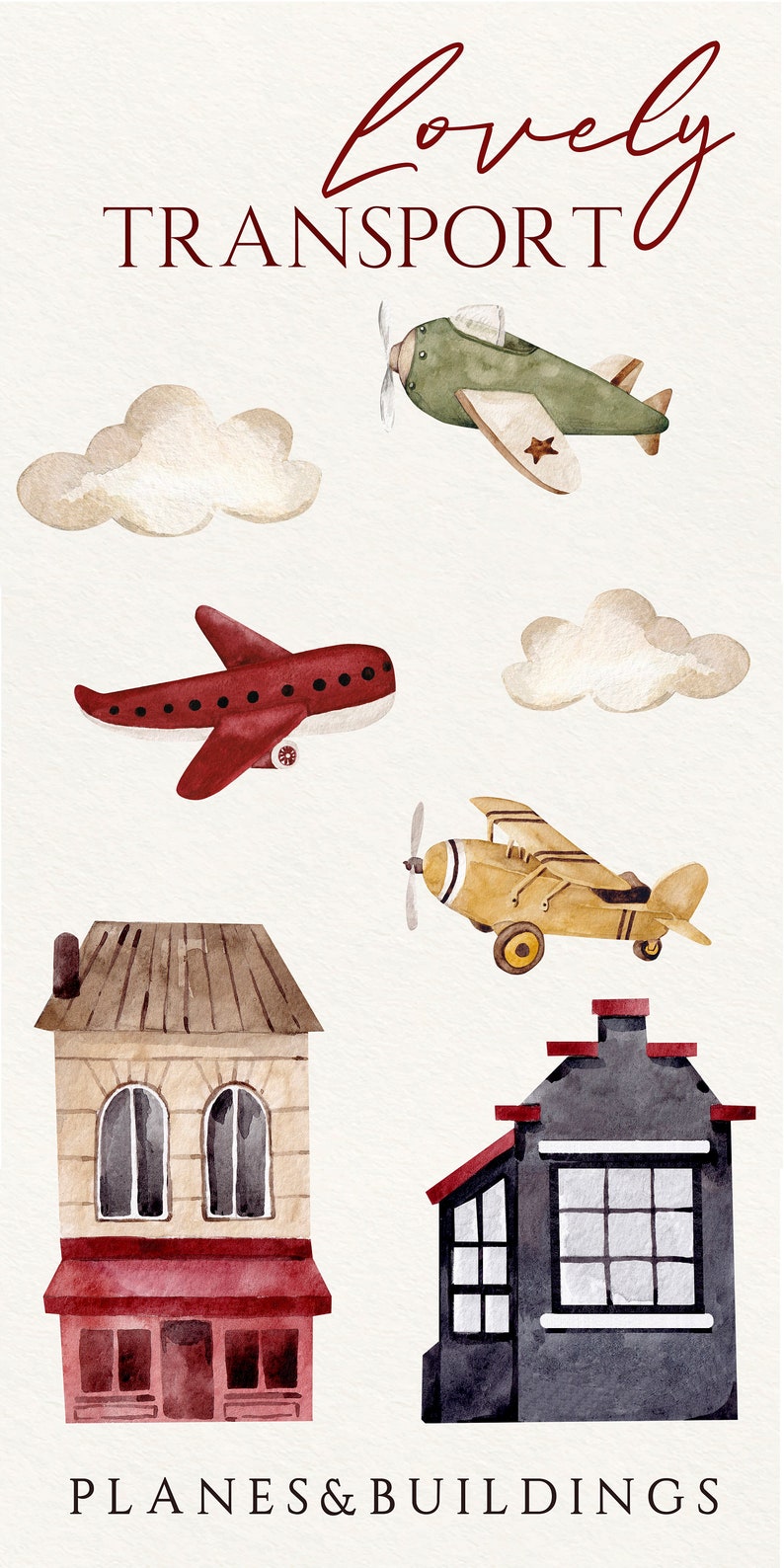 Watercolor Transport Clipart on the Road Clipart Watercolor - Etsy