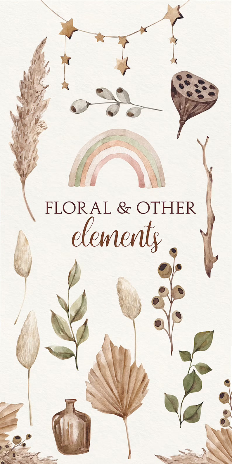 Boho Nursery Watercolor Clipart Graphic Bundle Newborn - Etsy