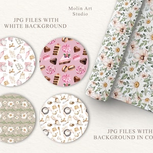 Watercolor Bakery Pattern, Digital Paper Pack, Scrapbook Papers, Baking ...