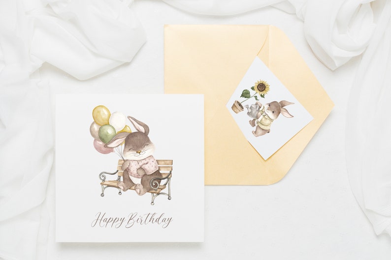Cute Bunny Watercolor Clipart, Watercolor Rabbit, Bunny Drawing, Cute ...