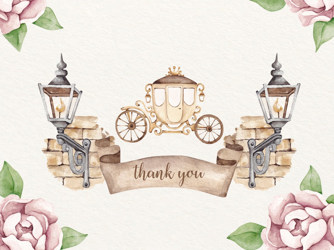 Watercolor Fairytale Carriage Clipart Princess Carriage - Etsy