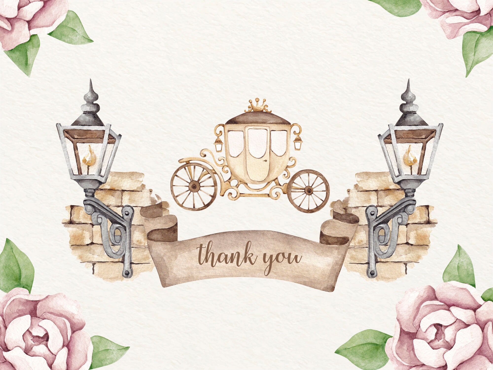 Watercolor Fairytale Carriage Clipart Princess Carriage - Etsy