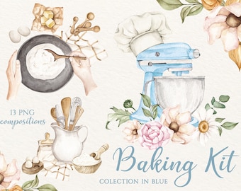 Baking Clipart Bundle Blue Kitchen Accessories (Download Now) - Etsy