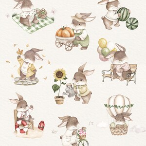 Cute Bunny Watercolor Clipart, Watercolor Rabbit, Bunny Drawing, Cute ...