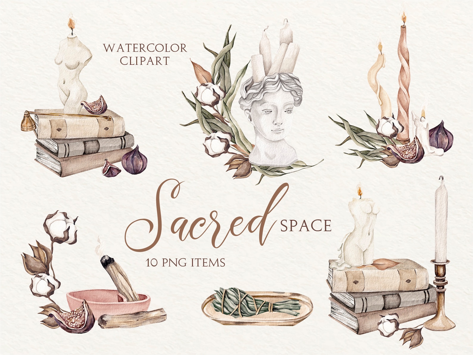 Watercolor Vintage Candles Clipart Palo Santo Clipart | Etsy