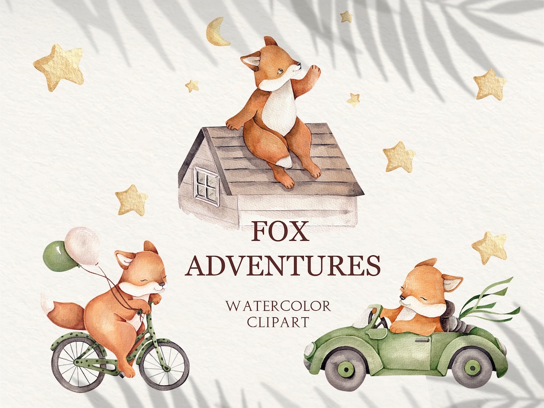 Watercolor Foxes Clipart, Cute Animals, Woodland Fox Clipart, Nursery ...
