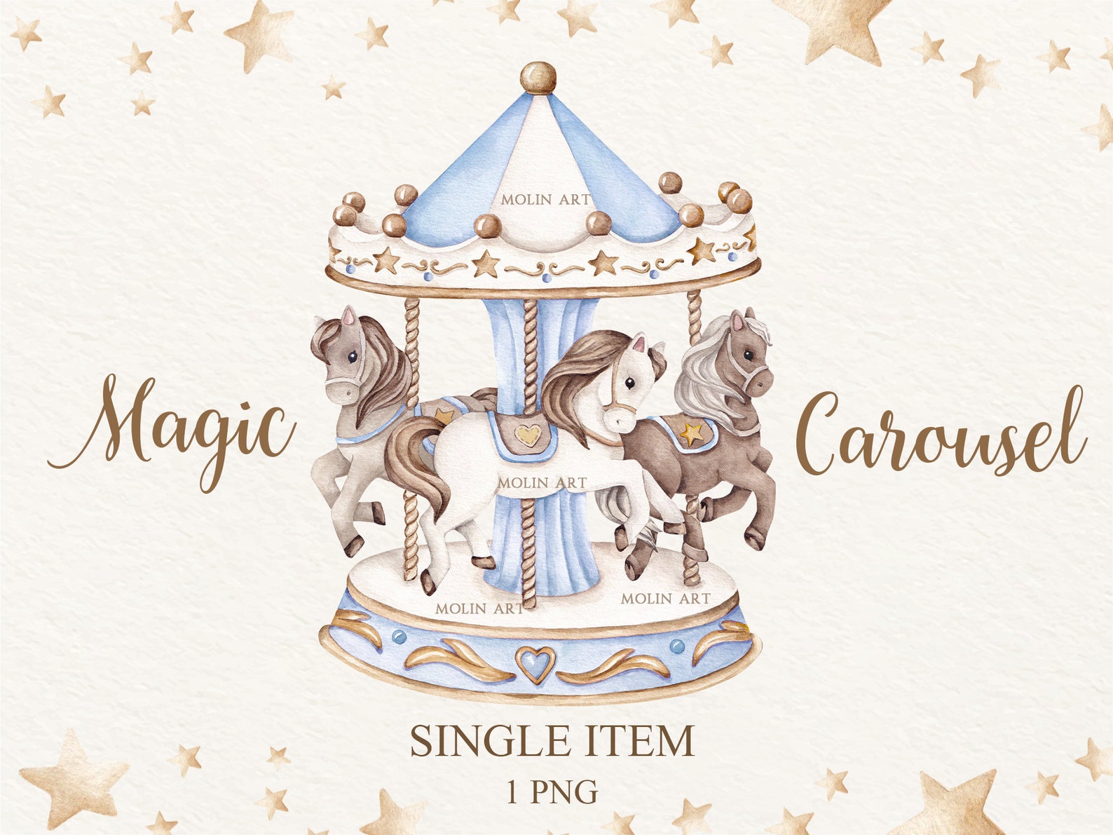 Carosello acquerello Clipart Carosello Cavallo Carosello - Etsy Italia