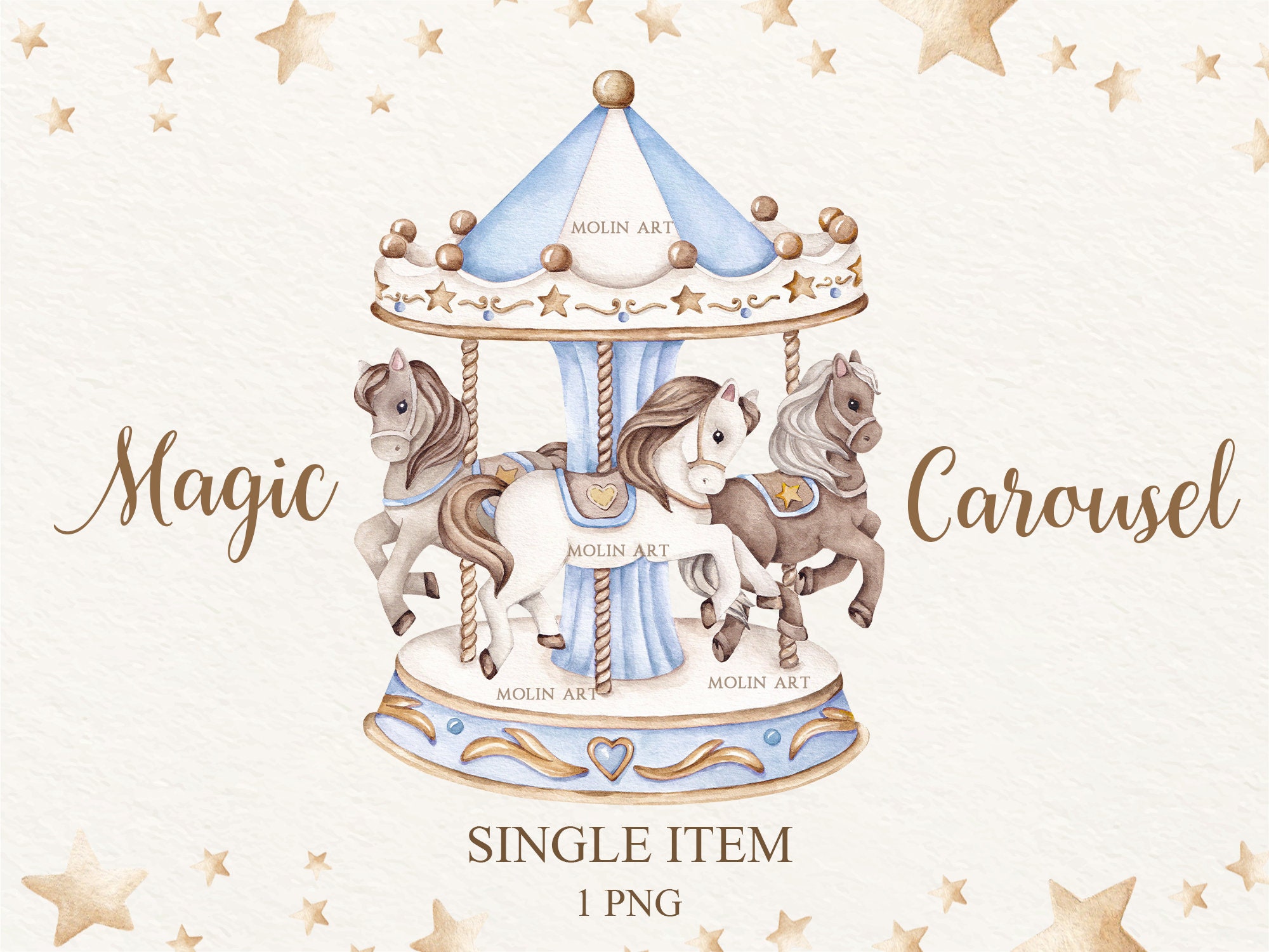 Carousel Watercolor Clipart Carousel Horse Carousel Nursery - Etsy