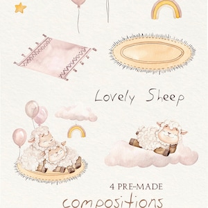 Watercolor Sheep Clipart Baby Sheep Clipart Nursery Art - Etsy Canada